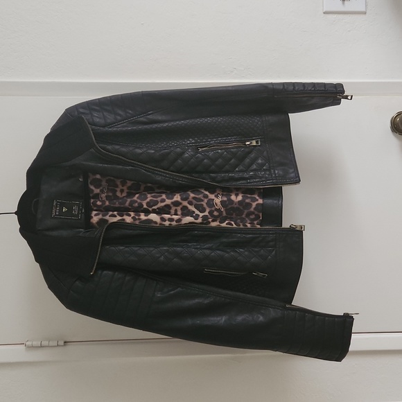 Guess | Jackets & Coats | Guess Faux Leather Jacket Large Black | Poshmark